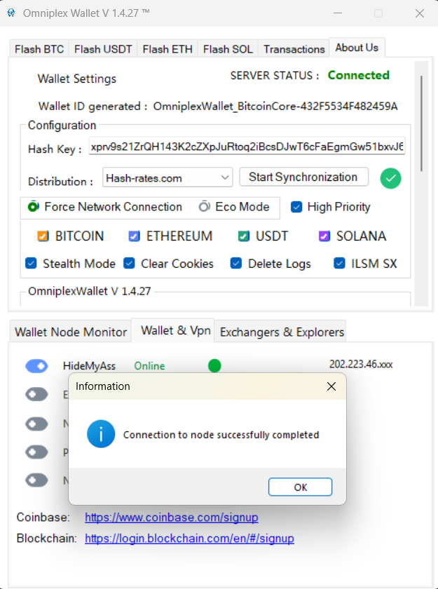 OmniplexWallet — Flash BTC & USDT Transaction Software | v2.0.0